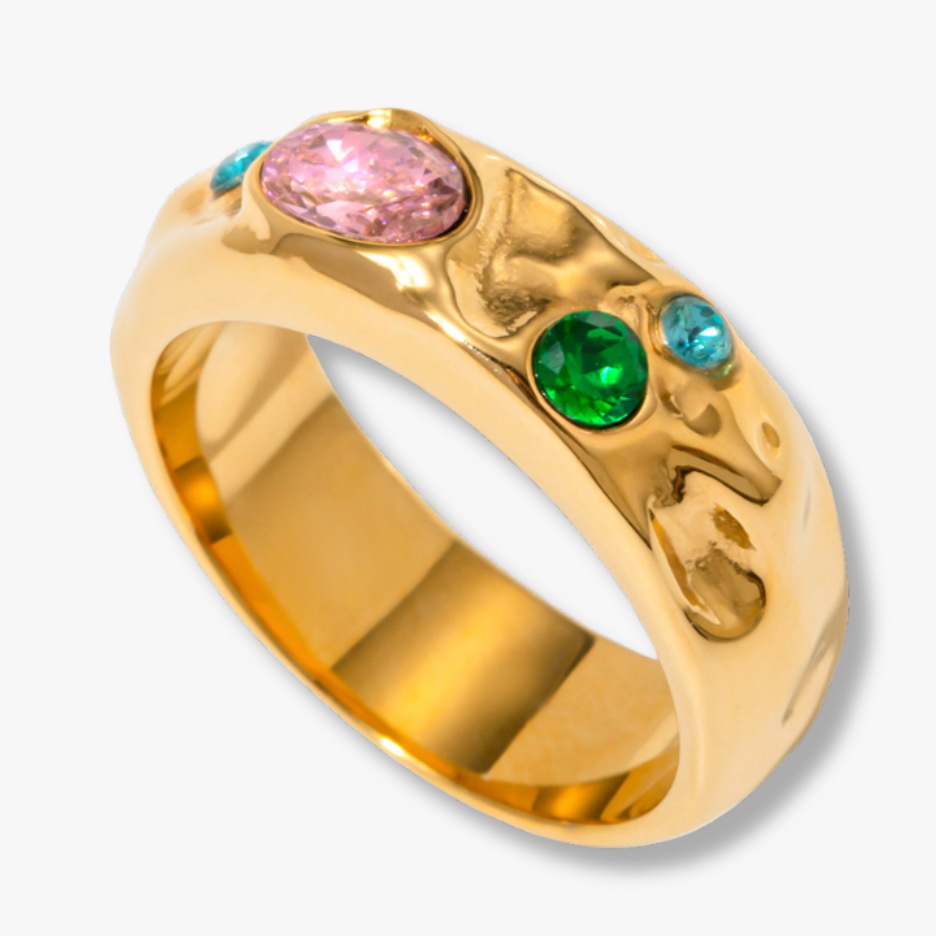 Gemma Hammered Multi-Colored Ring – Liv Bella Vita
